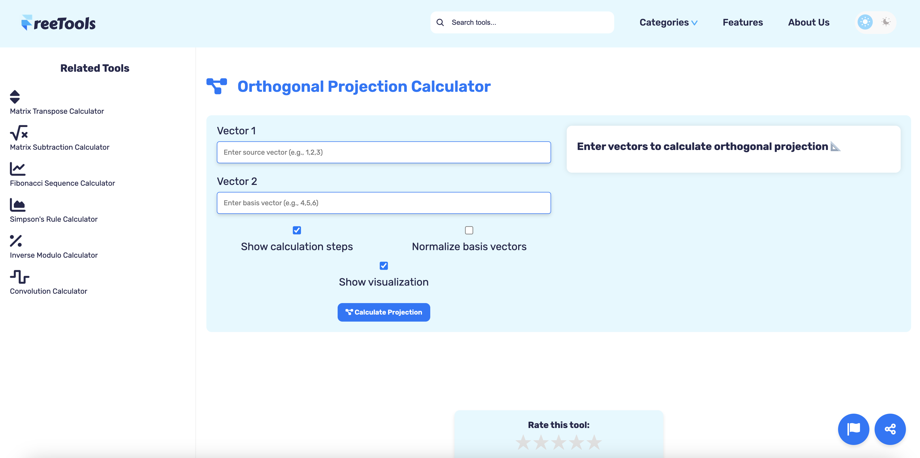 Orthogonal Projection Calculator Vector Projection Tool With Visualization