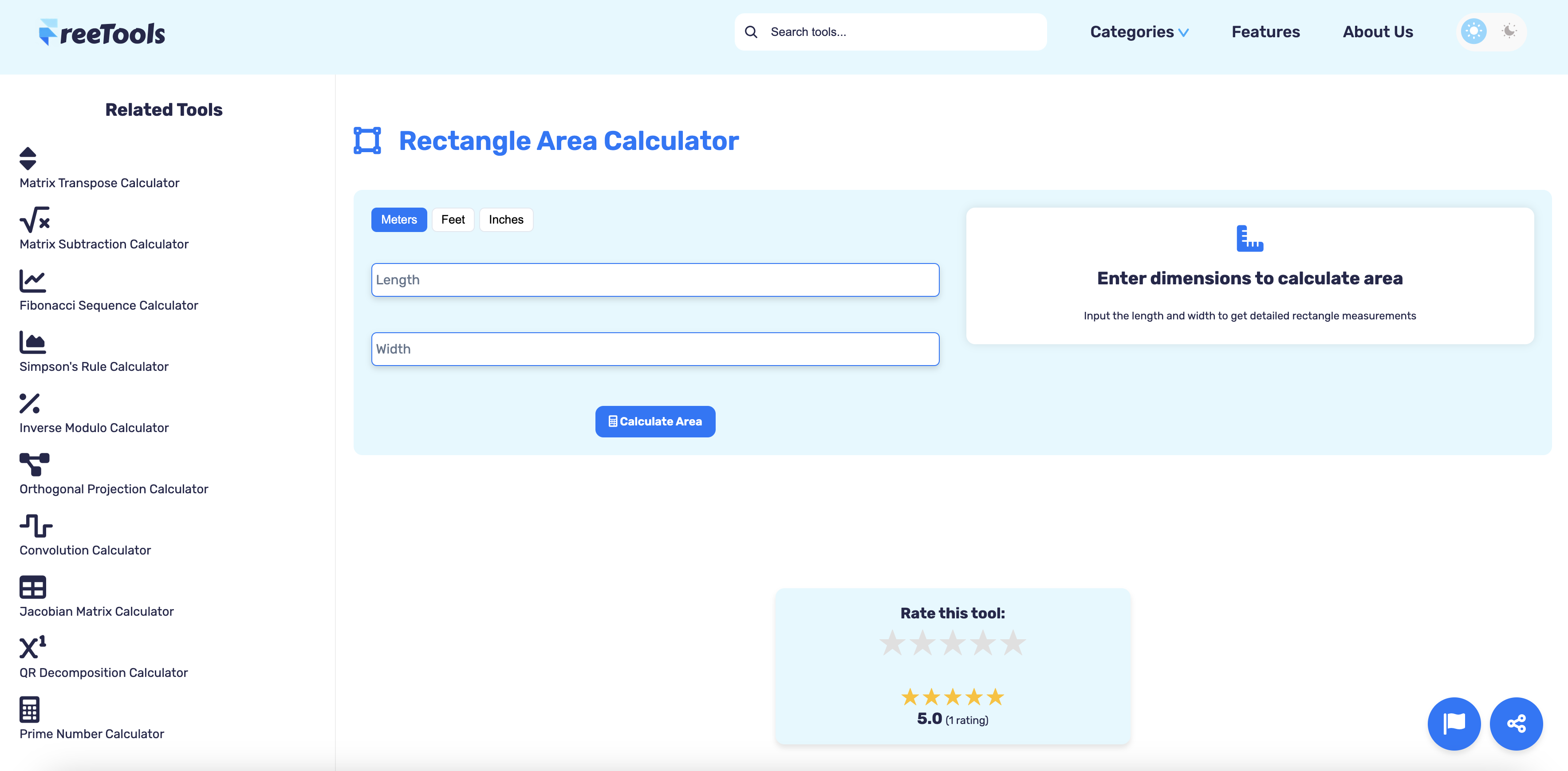 Rectangle Area Calculator - Free Online Area, Perimeter & Diagonal Tool