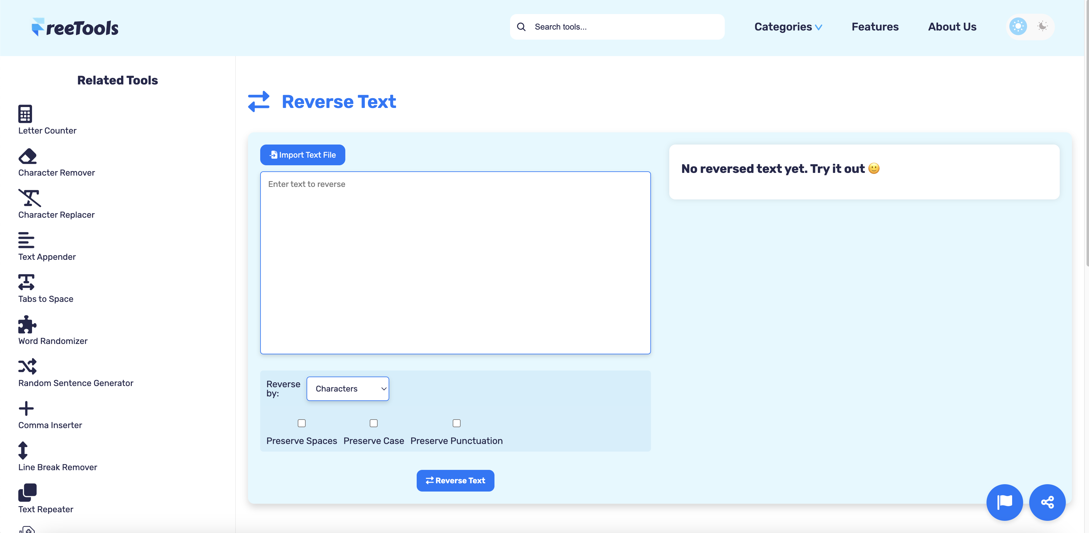 Reverse Text Online - Free Text Reverser Tool | FreeTools.org