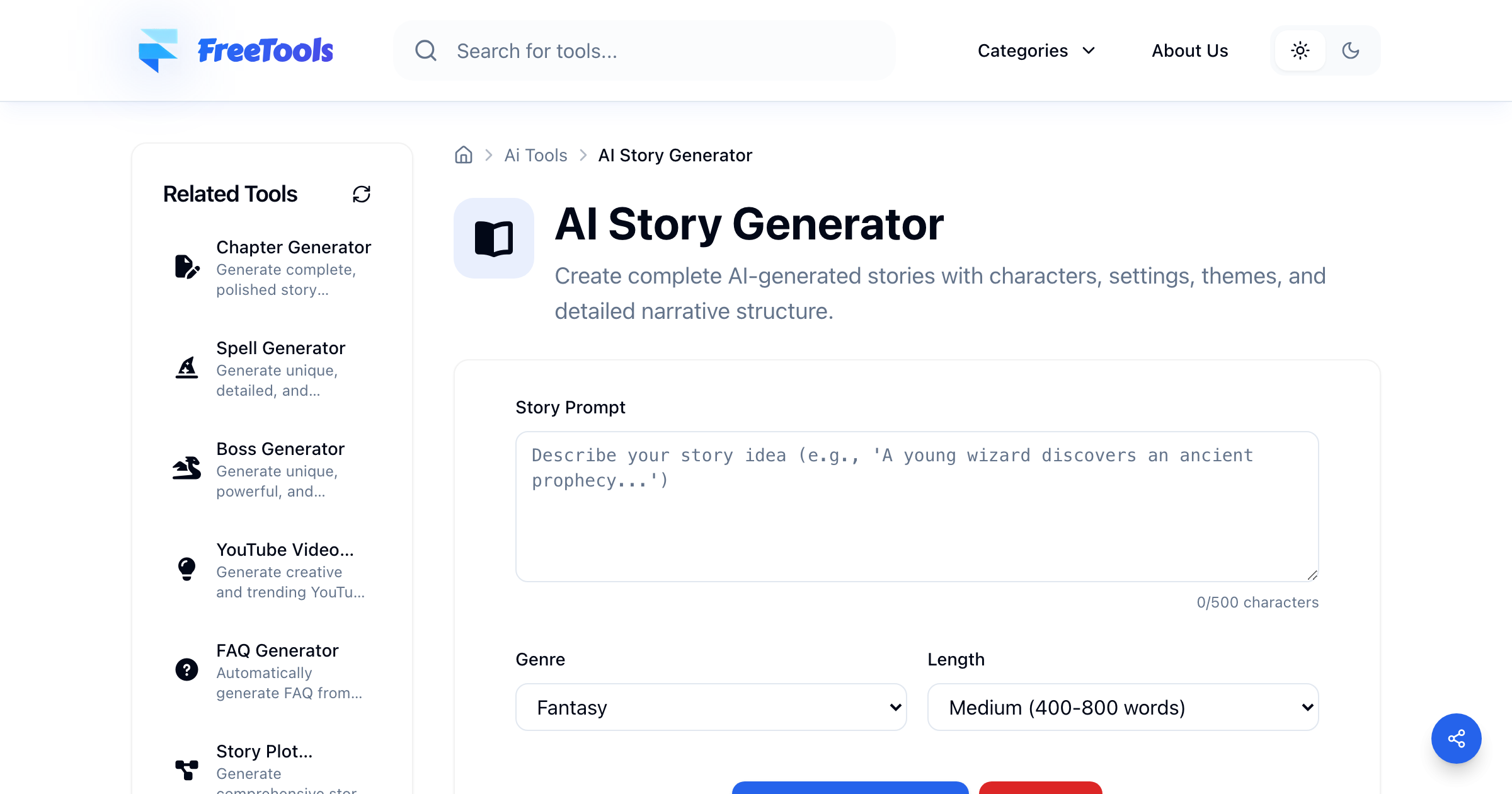 AI Story Generator - Free Online Tool | Free Tools