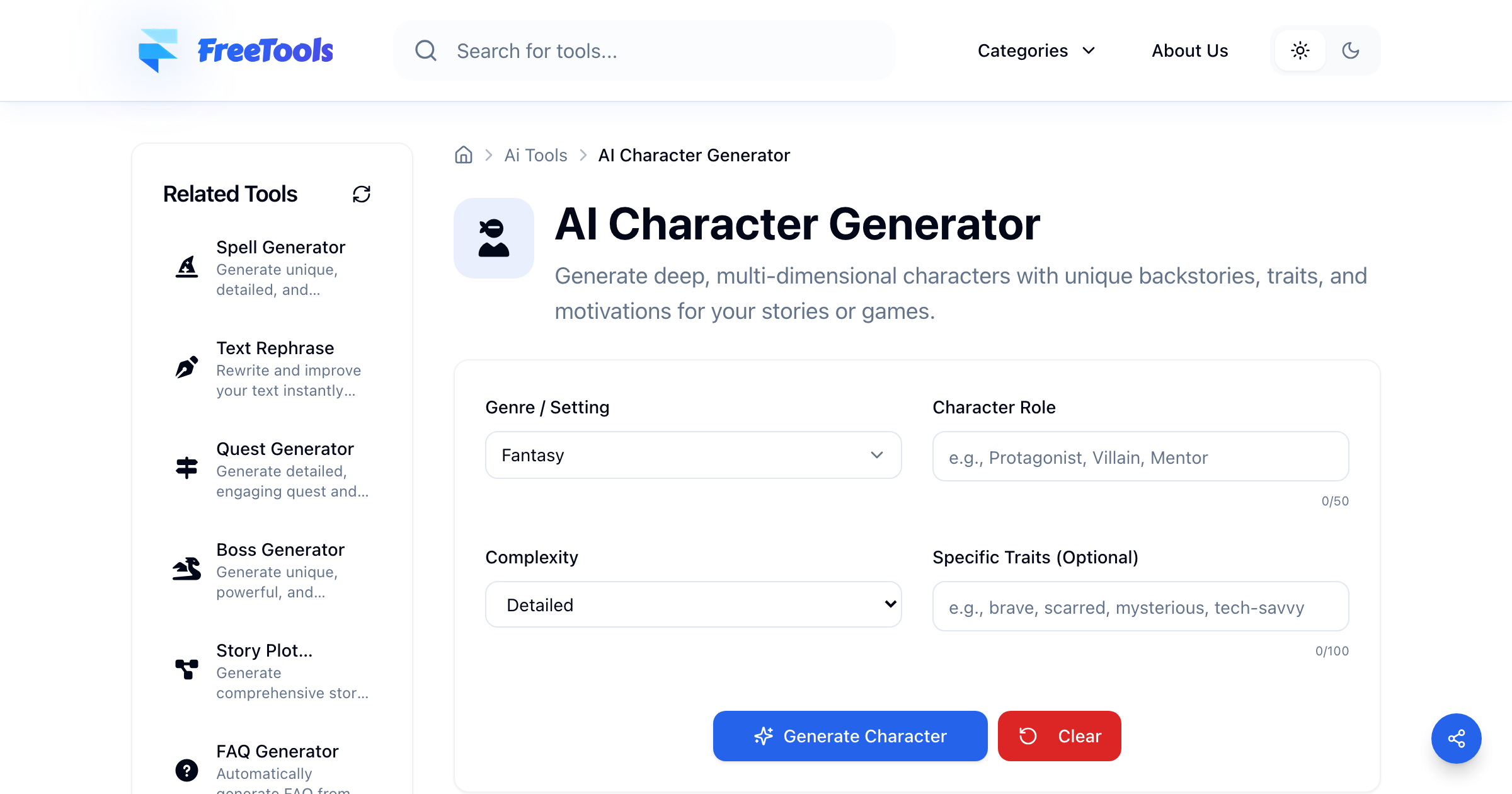 AI Character Generator - Free Online Tool | Free Tools