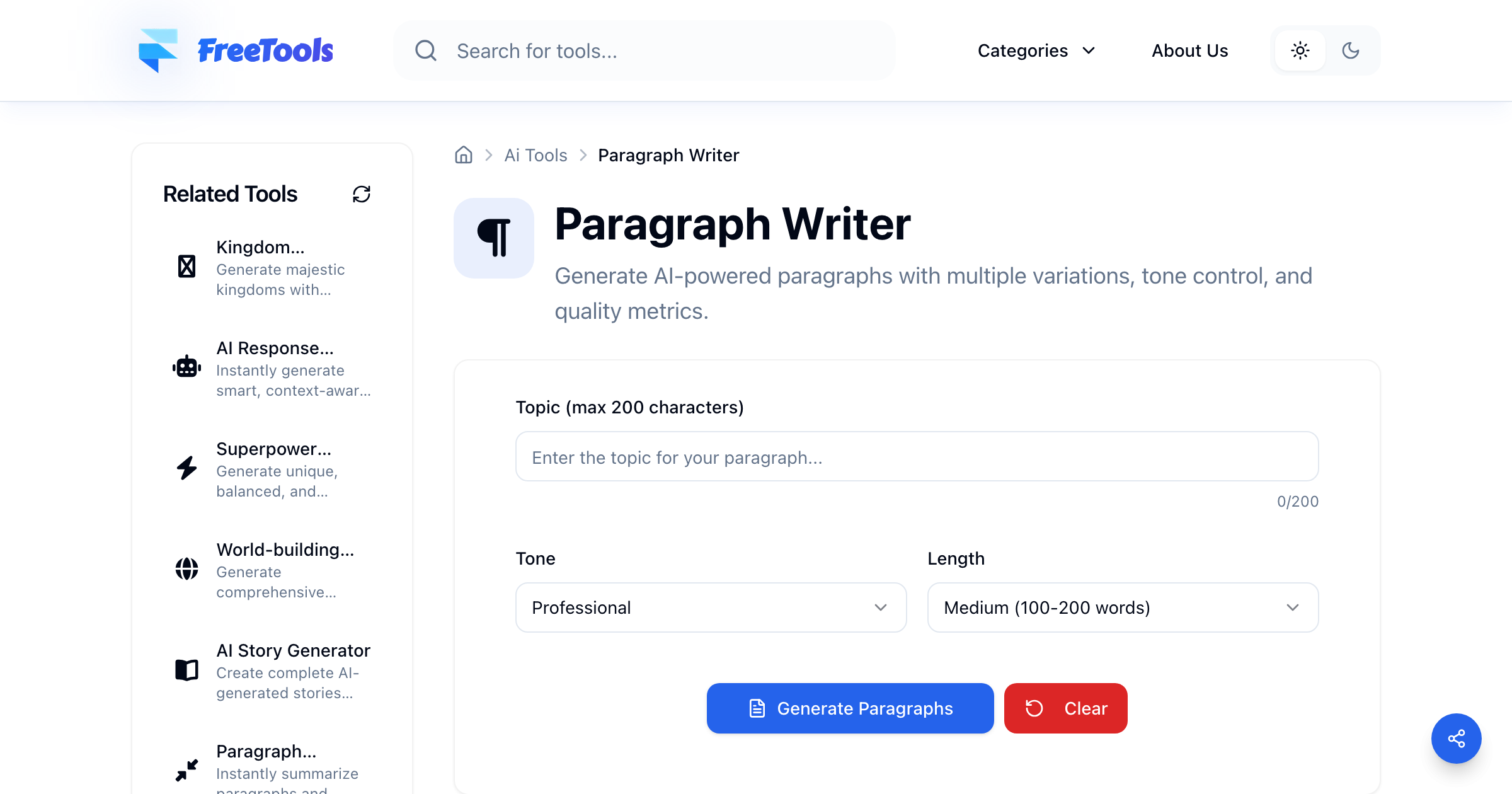 Paragraph Writer - Free Online Tool | Free Tools