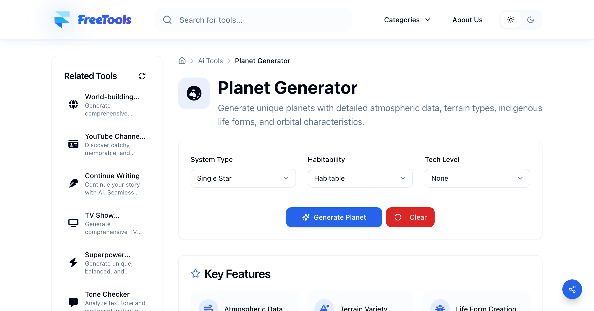 Planet Generator - Free Online Tool | Free Tools