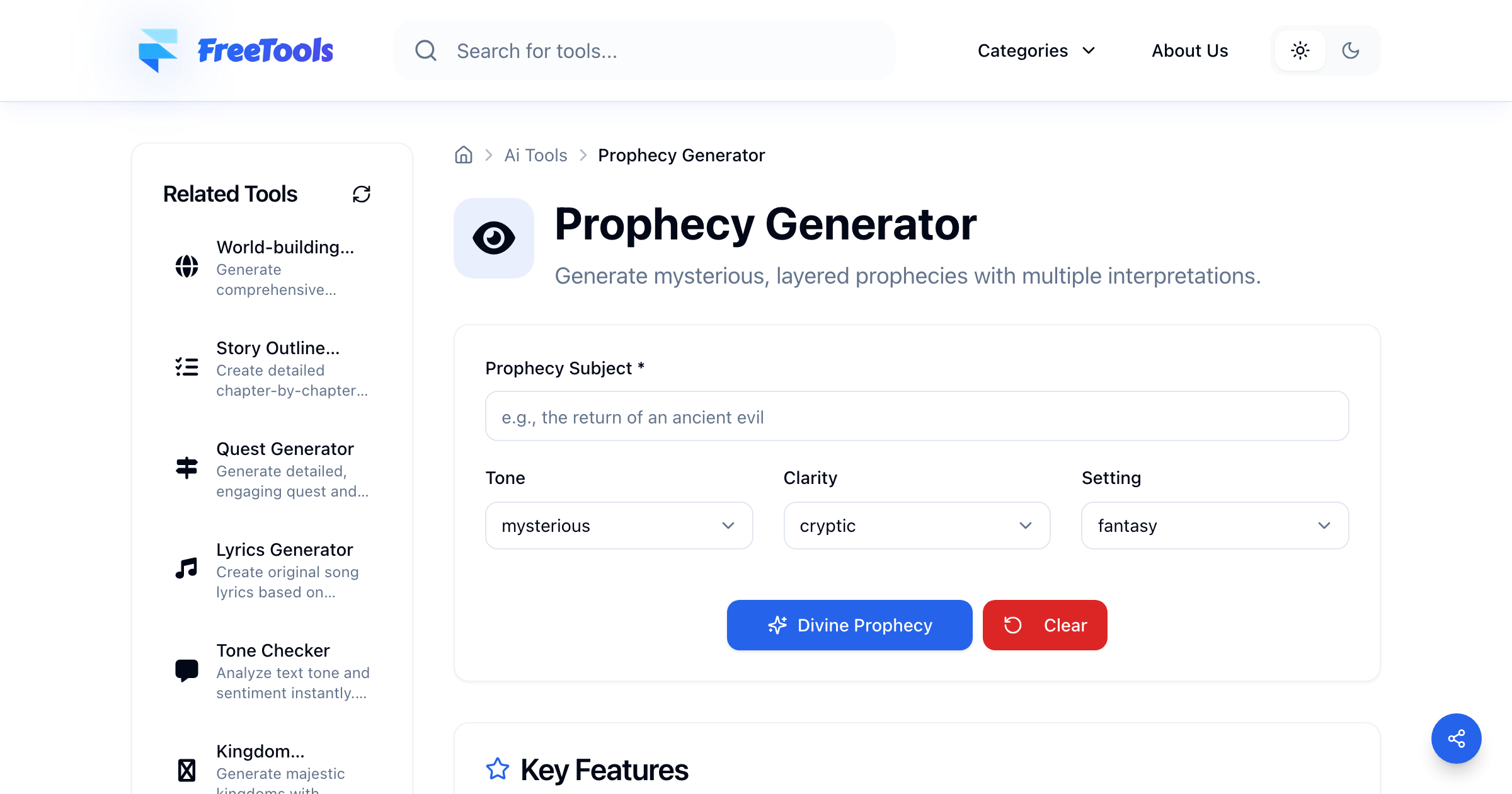 Prophecy Generator - Free Online Tool | Free Tools