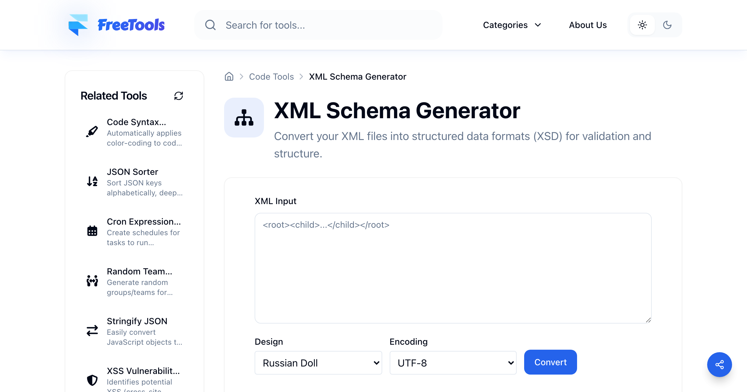XML Schema Generator - Free Online Tool | Free Tools