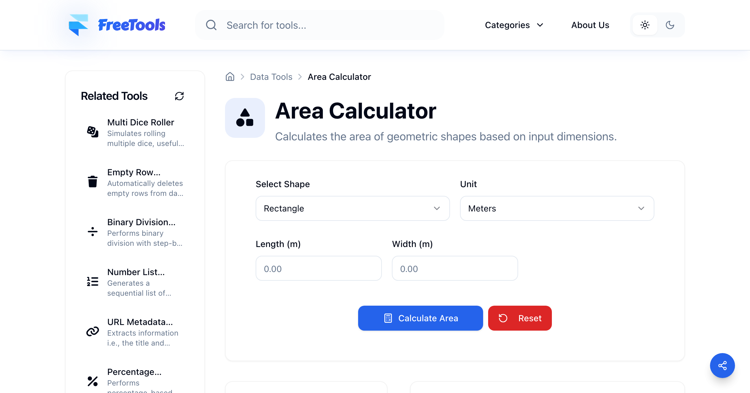 Area Calculator - Free Online Tool | Free Tools