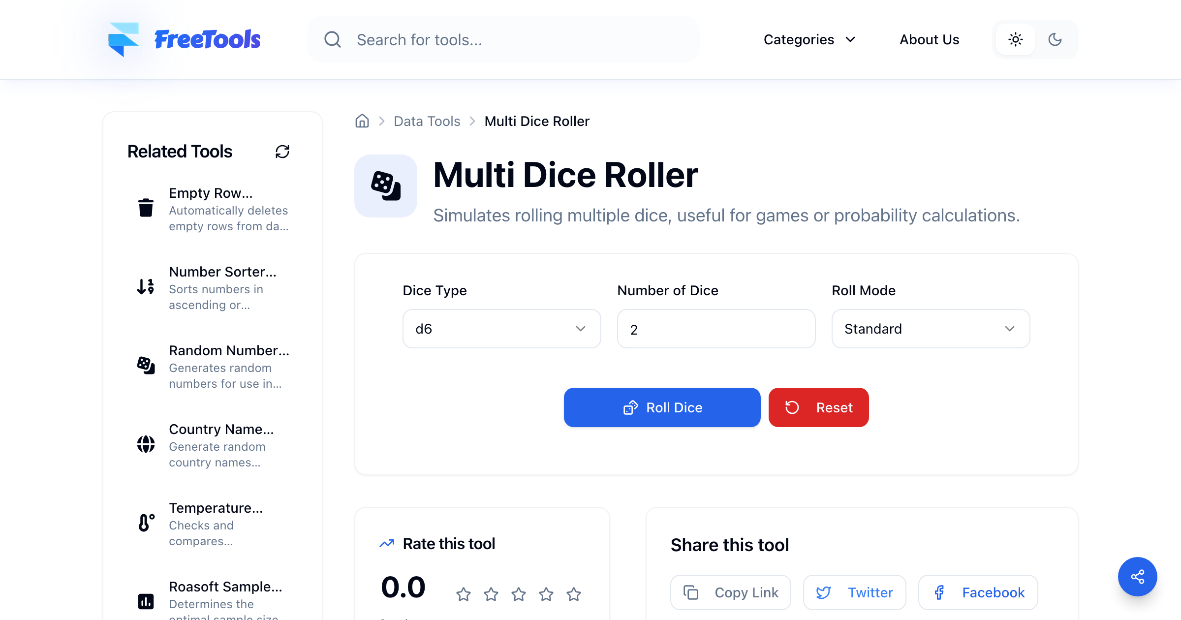 Multi Dice Roller - Free Online Tool | Free Tools