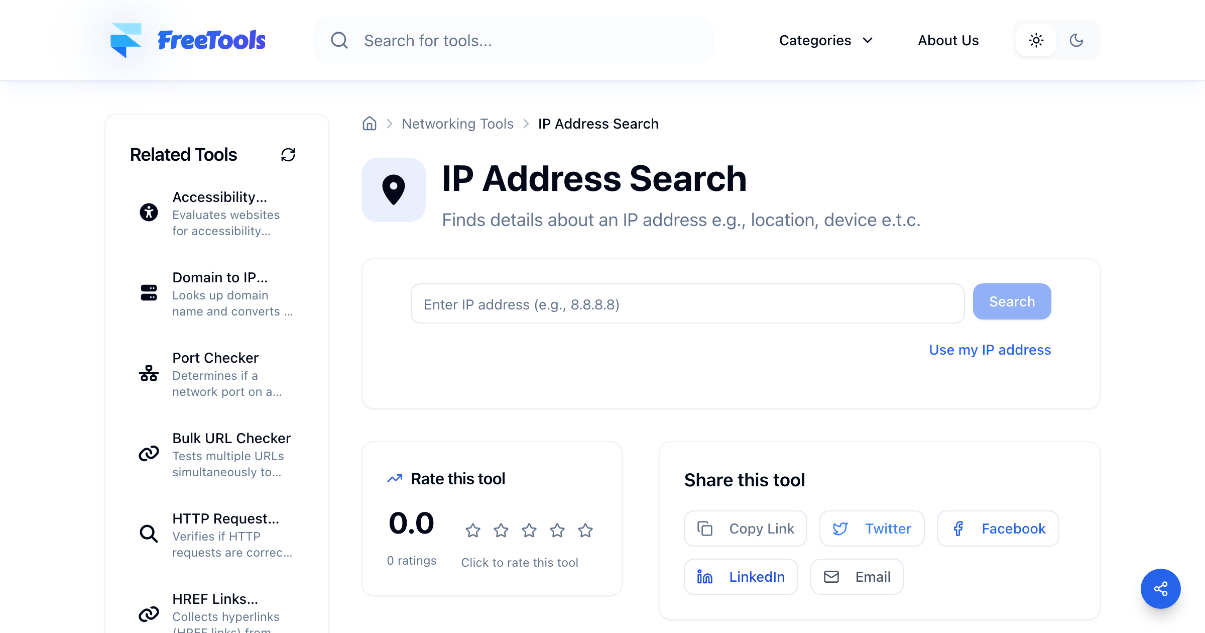 IP Address Search - Free Online Tool | Free Tools