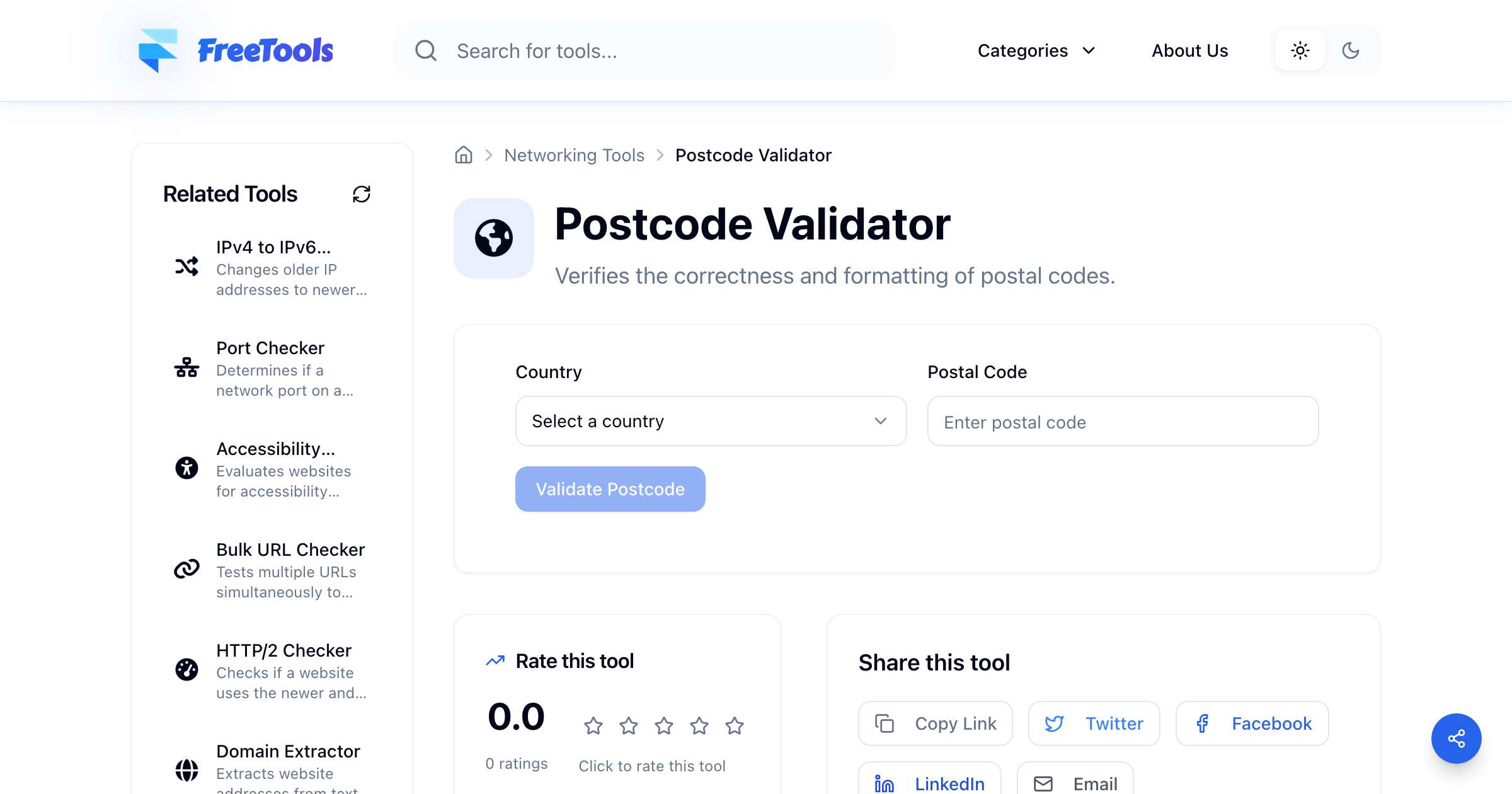 Postcode Validator - Free Online Tool | Free Tools