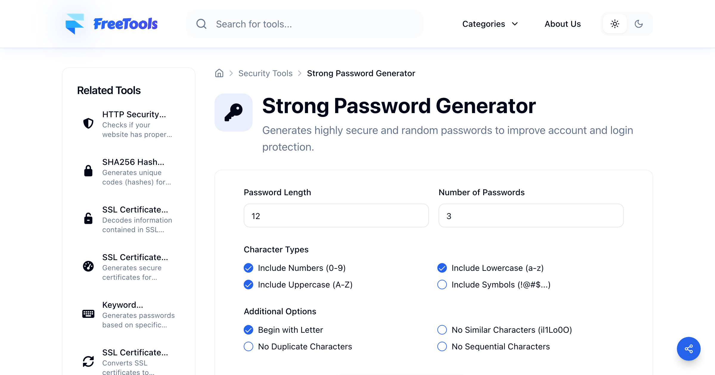 Strong Password Generator - Free Online Tool | Free Tools