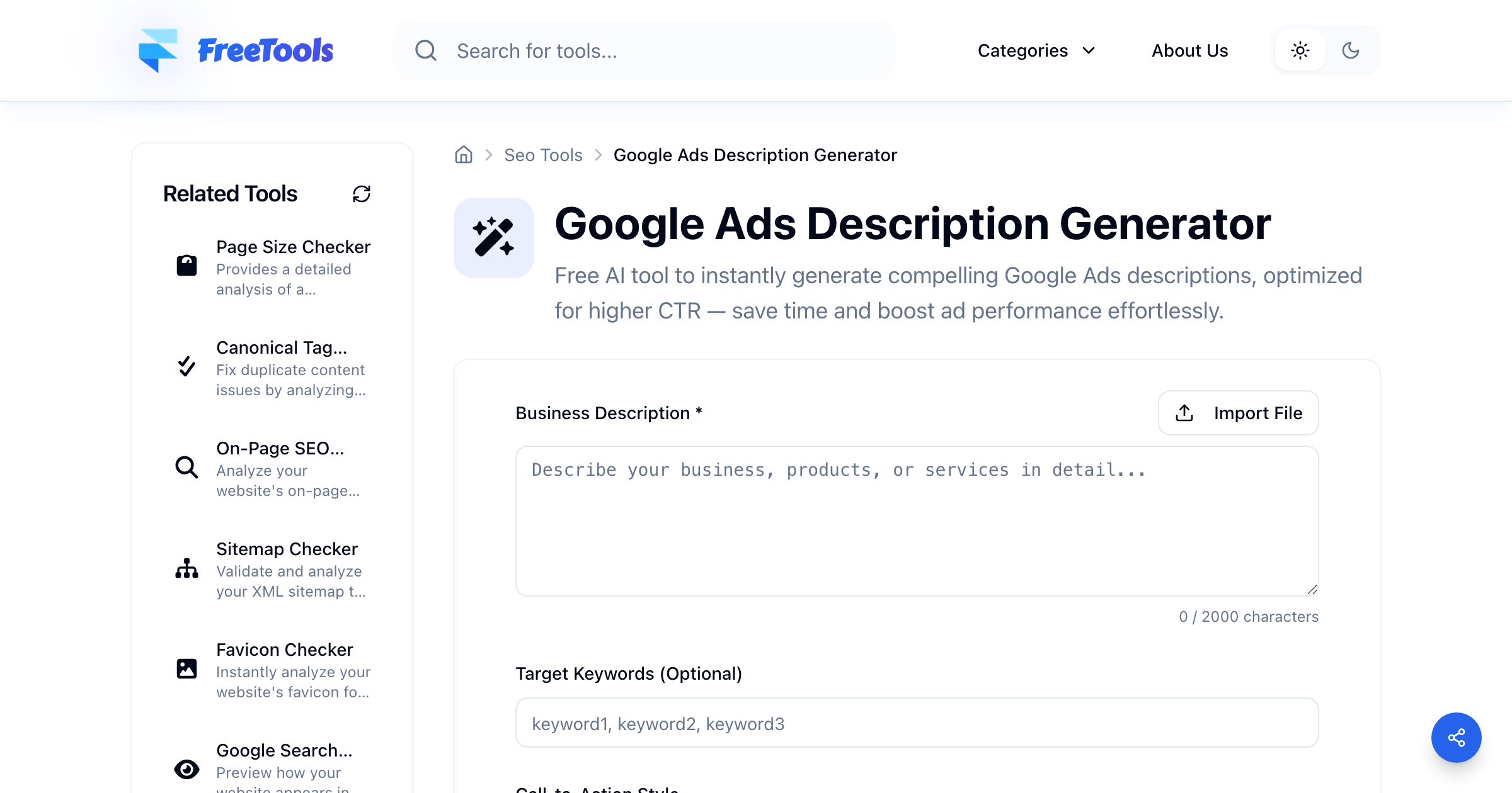 Google Ads Description Generator - Free Online Tool | Free Tools