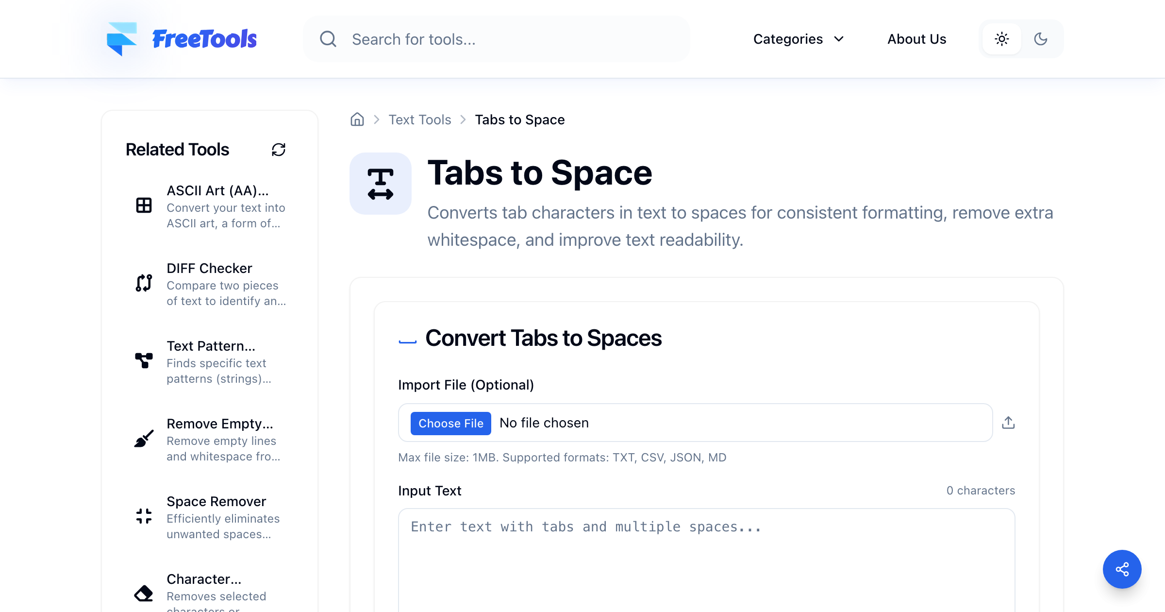 Tabs to Space - Free Online Tool | Free Tools