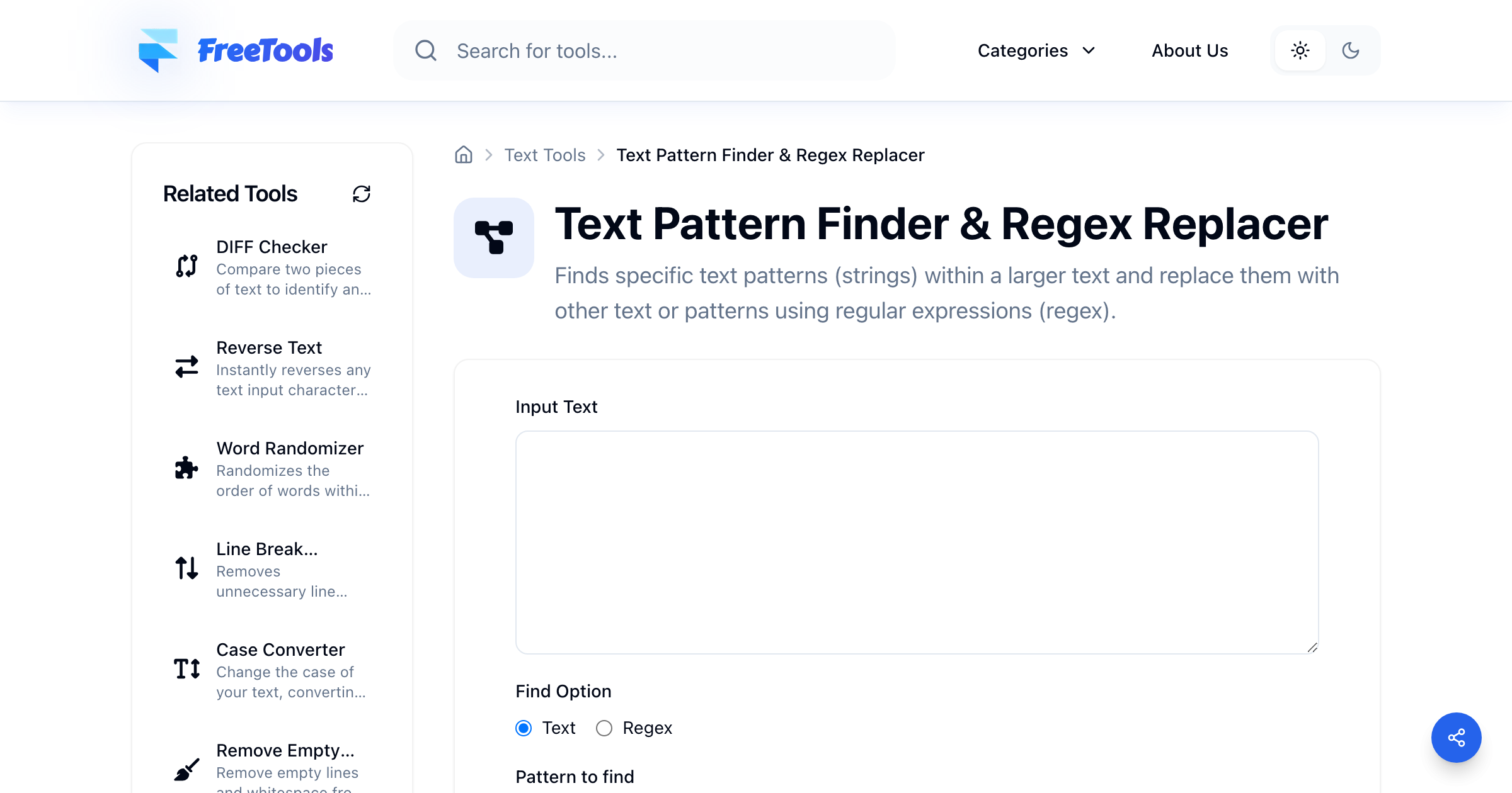 Text Pattern Finder & Regex Replacer - Free Online Tool | Free Tools
