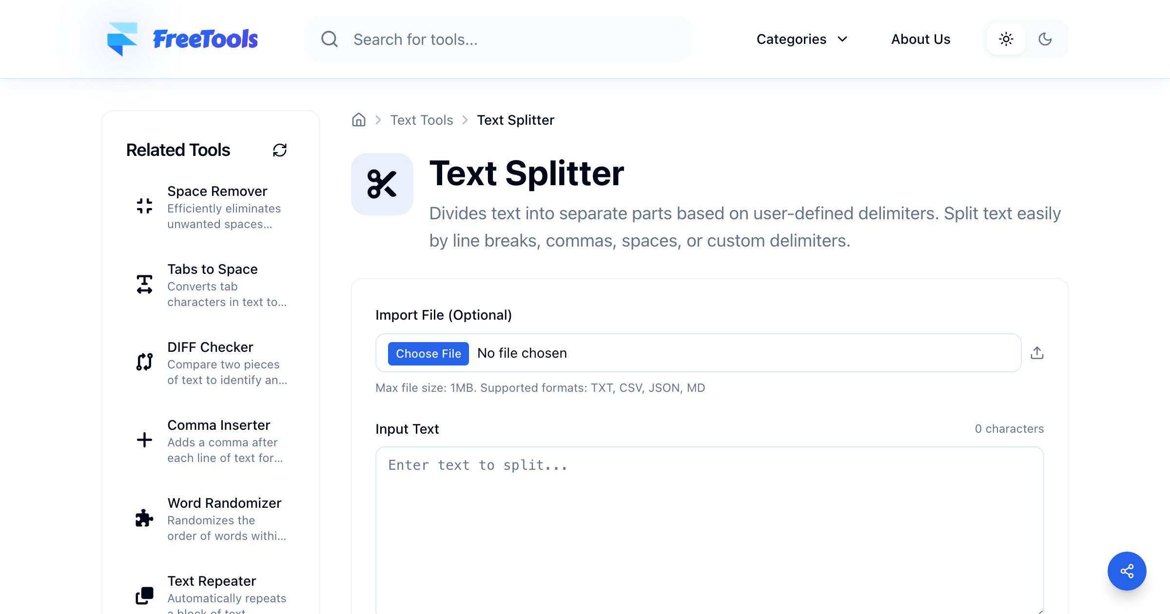 Text Splitter - Free Online Tool | Free Tools